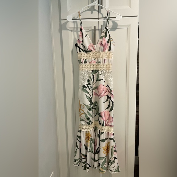 PatBO | Dresses | Patbo Floral Midi Dress With Crotchet Cutout | Poshmark